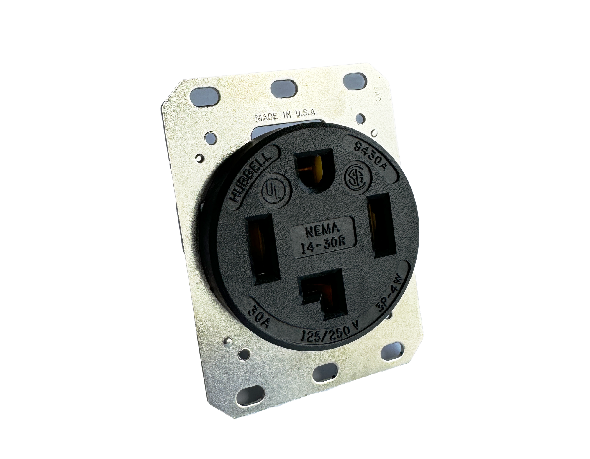 Hubbell 9430R - NEMA 14-30 Commercial Grade Outlet + Stainless Steel F